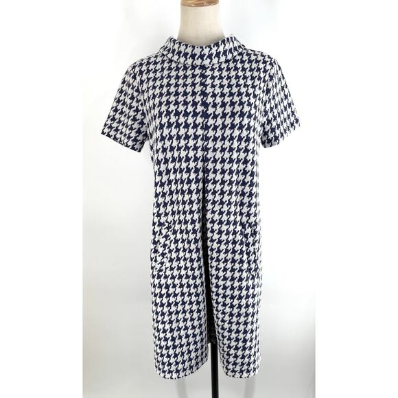 Tyler Boe | Dresses | Tyler Boe Dress Small Aline Knit Blue Houndstooth ...